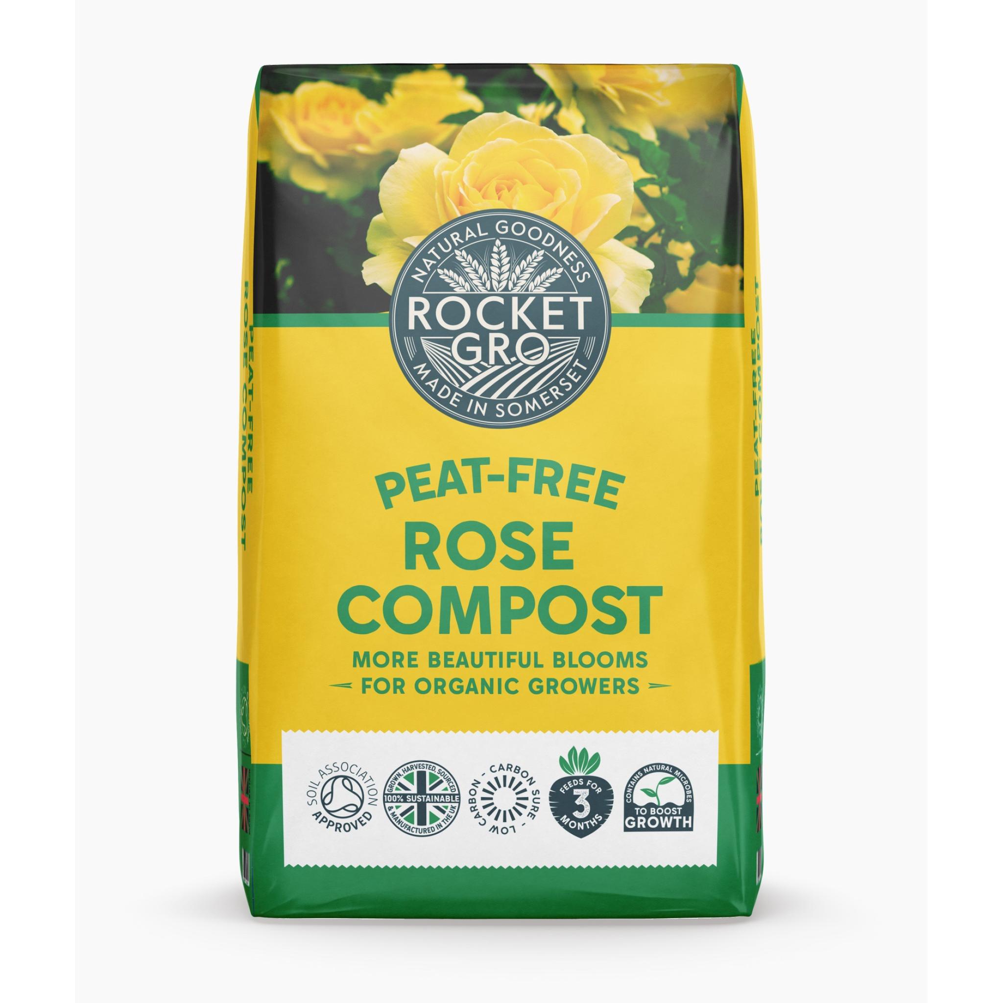 Rocket Gro Rose Compost Peat Free 40litre 2 for £12